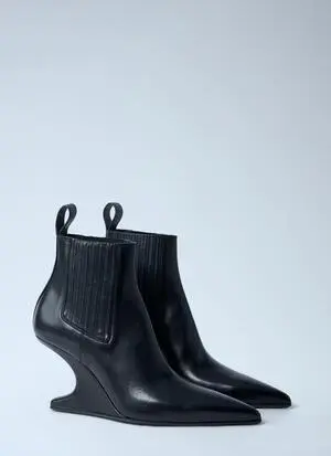 Rick Owens Leather Wedge Ankle Boots