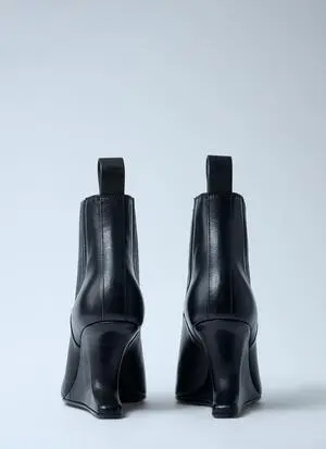 Rick Owens Leather Wedge Ankle Boots