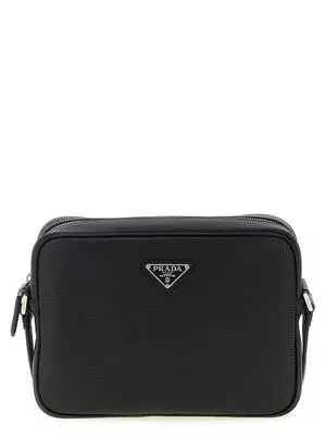 Prada Prada Men Leather Shoulder Strap Black