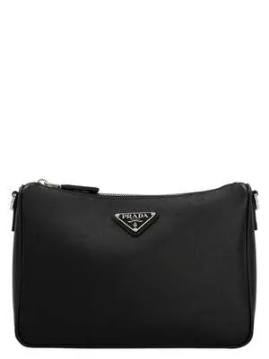 Prada Re-nylon & Saffiano Crossbody Bag - Black