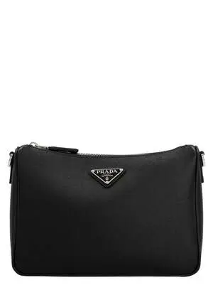 Prada Re-nylon & Saffiano Crossbody Bag - Black