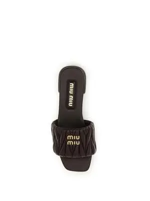 Miu Miu Matelassé Nappa Leather Sandals - Brown