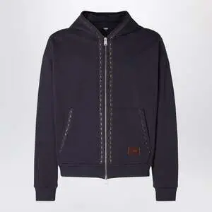 Fendi Navy Cotton Zip-up Hoodie - Blue