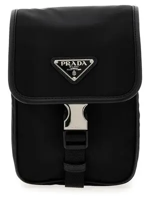Prada Re-nylon Logo Cross Body Bag - Black