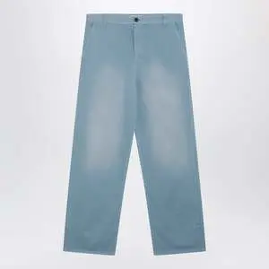 Miu Miu Garment-dyed Cotton Twill Trousers In Astral - Blue