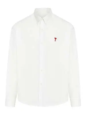 AMI Paris White Cotton Button-down De Coeur Shirt - Multicolor