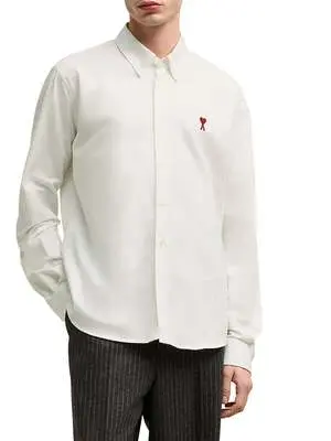 AMI Paris White Cotton Button-down De Coeur Shirt