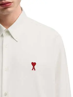 AMI Paris White Cotton Button-down De Coeur Shirt