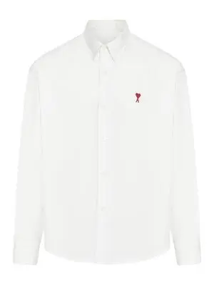AMI Paris White Cotton Button-down De Coeur Shirt - Multicolor