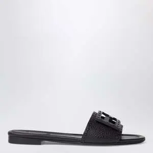 Fendi Leather Baguette Slides - Black