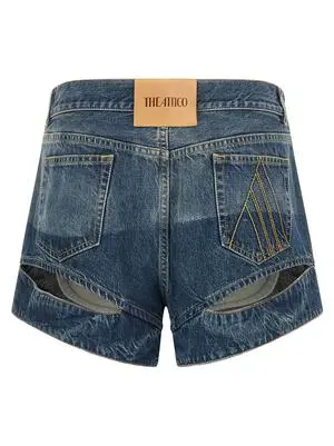 Attico Cut-out Denim Shorts