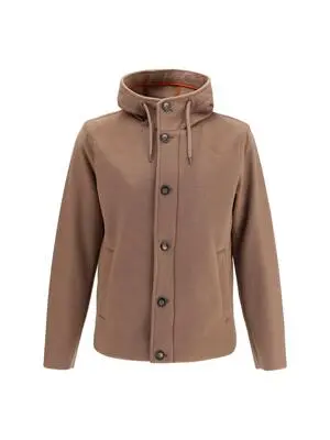 Herno Hooded Button-front Jacket - Brown
