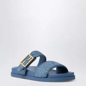 Fendi Feel Slides In Light Raffia