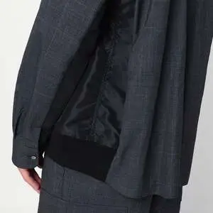 Sacai Plaid Wool Shirt Jacket - Gray