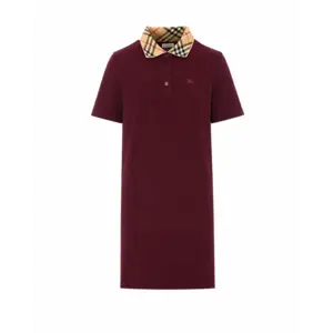 Burberry Polo Style Dress With Check Collar - Red