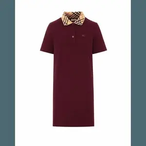 Burberry Check Collar Polo Dress - Red