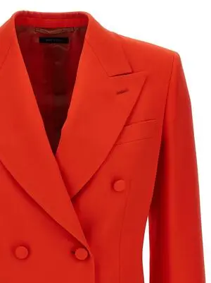 Brioni Flavia Wool And Silk Blend Double-breasted Blazer - Red