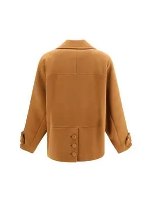 Chloé Double-breasted Herringbone Wool Short Coat