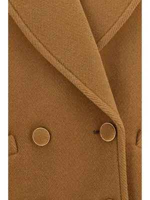 Chloé Double-breasted Herringbone Wool Short Coat