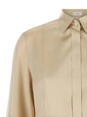 Brunello Cucinelli Satin Silk Shirt - Cream