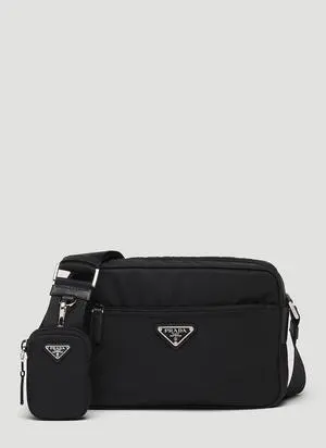 Prada Re-nylon And Saffiano Leather Shoulder Bag - Black