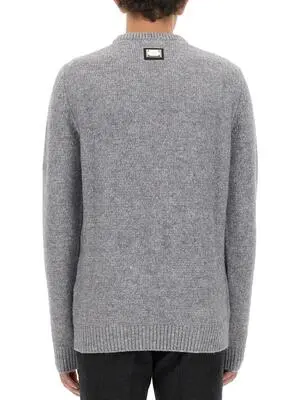 Dolce & Gabbana Jersey With Logo Plaque - Gray