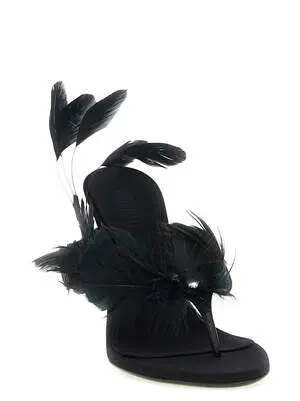 Paris Texas Lidia Feather Thong' Mules - Black