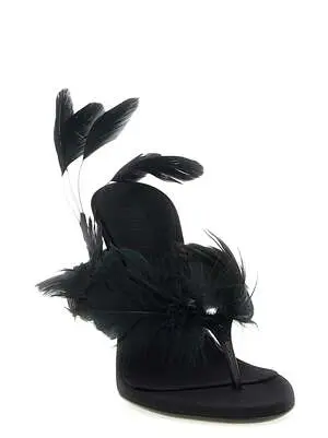 Paris Texas Lidia Feather Mules - Black
