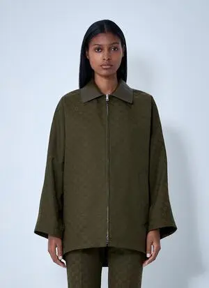 Gucci Gg Canvas Classic Collar Jacket - Green