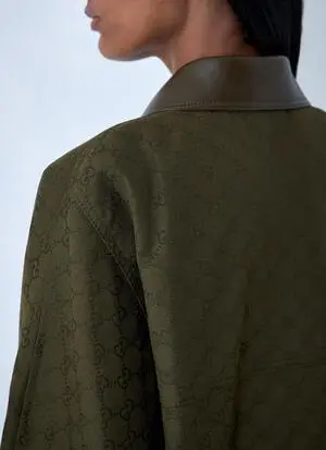Gucci Gg Canvas Classic Collar Jacket - Green