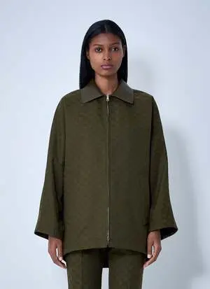 Gucci Gg Canvas Classic Collar Jacket - Green