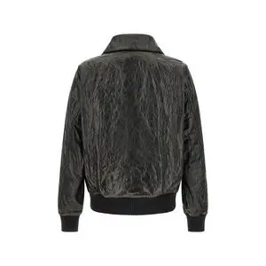 Rick Owens Leather Bomber Jacket - Black