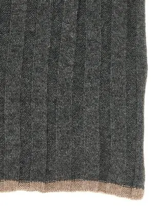 Brunello Cucinelli Ribbed Cashmere Knit Scarf - Gray