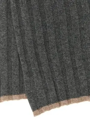 Brunello Cucinelli Ribbed Cashmere Knit Scarf - Gray