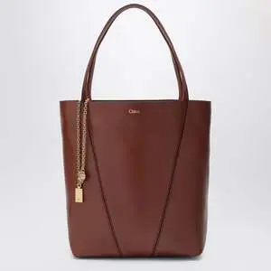 Chloé Grained Calf Leather Spin Tote Bag - Brown