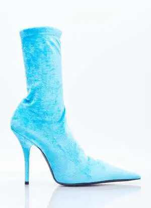 Balenciaga Fluid Velvet Jersey Knife Boots - Blue