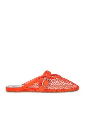 Alaïa Flat Mule In Mesh And Suede - Orange