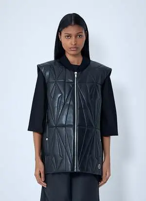 Moncler Geocamo Flight Leather Hooded Gilet