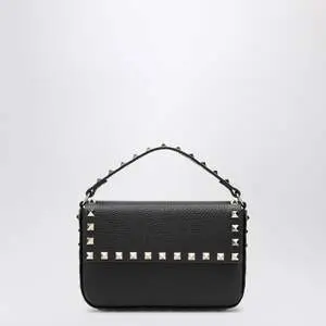 Valentino Garavani Rockstud Pouch In Grained Calfskin Leather - Black