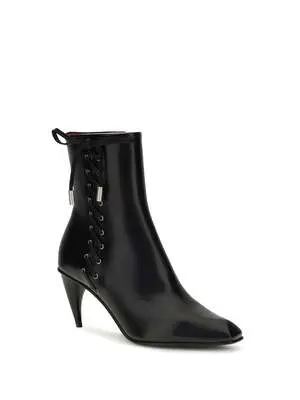 Alexander McQueen Curved-heel Ankle Boots With Side Lacing