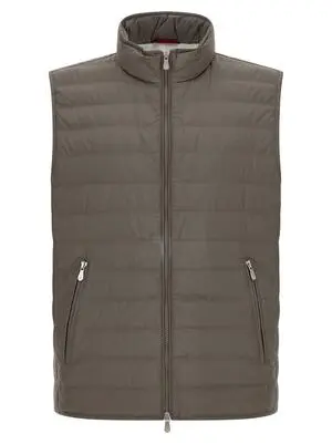 Brunello Cucinelli Quilted Technical Microfiber Vest - Green