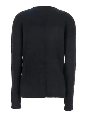 Rick Owens Black Sweater With Distressed Effect And Cut-out Details On The Front In Alpaca Blend - Multicolor