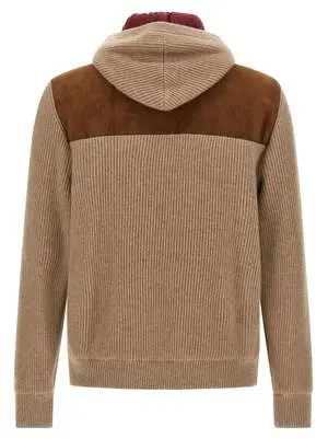 Brunello Cucinelli Suede And Cashmere Bomber Jacket - Brown