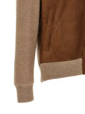 Brunello Cucinelli Suede And Cashmere Bomber Jacket - Brown