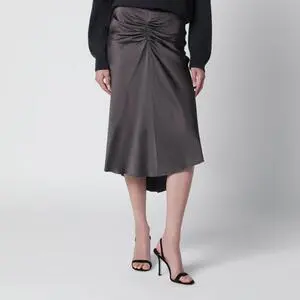 Victoria Beckham Crêpe Satin Midi Skirt - Brown