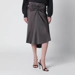 Victoria Beckham Crêpe Satin Midi Skirt - Brown