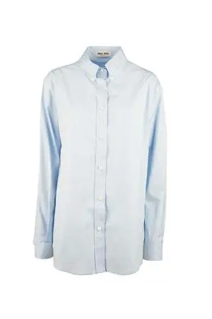 Miu Miu Cotton Button Up Long Sleeve Shirt - Multicolor