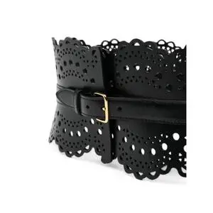 Alaïa Leather Laser-cut Belt - Black
