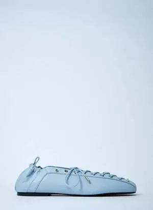 GANNI Eyelets Lace Up Ballerina - Blue