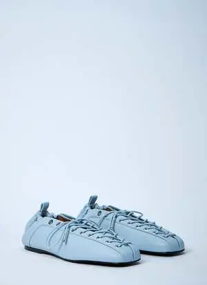 GANNI Eyelets Lace Up Ballerina - Blue